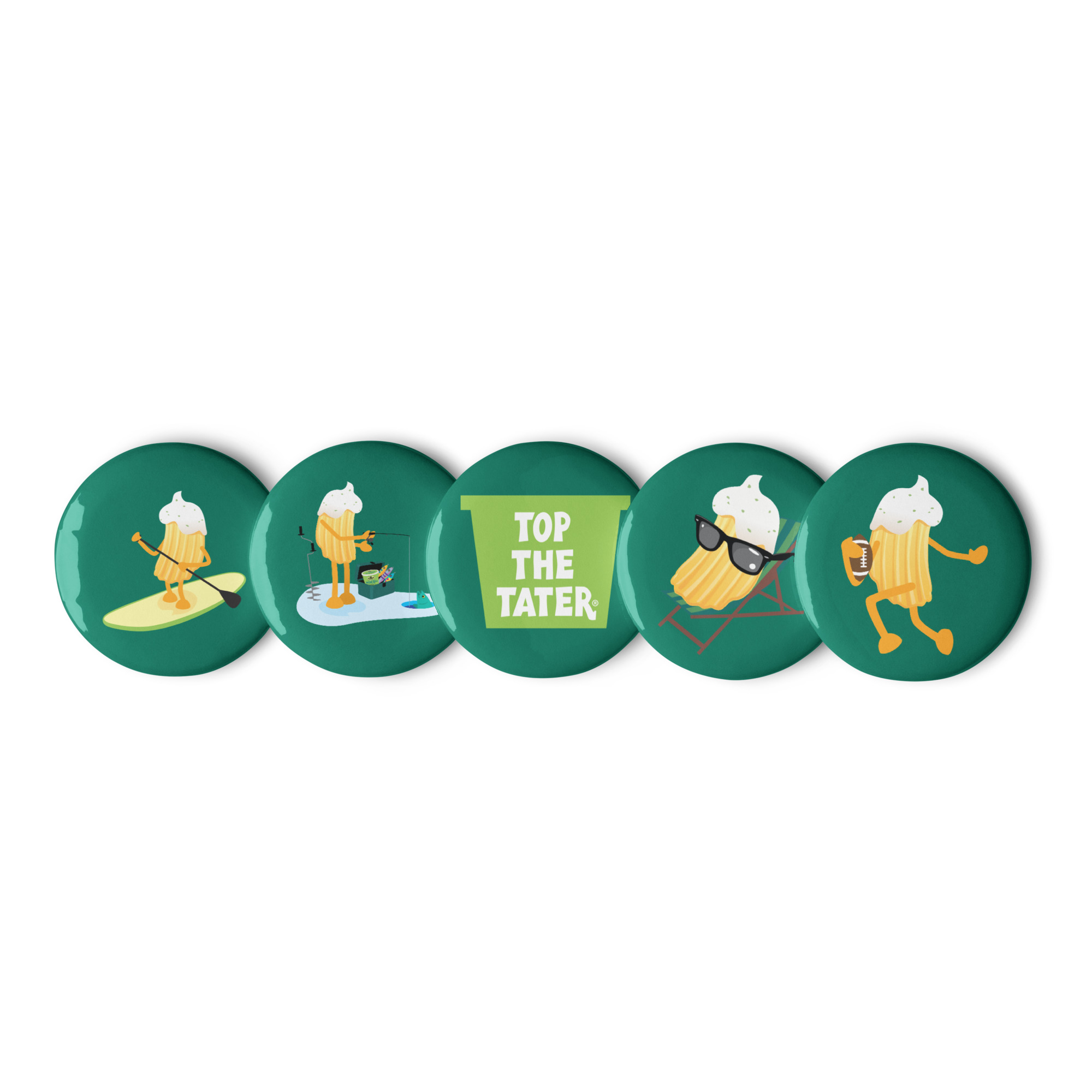 Top the Tater (5) Set of pin buttons - Top the Tater®